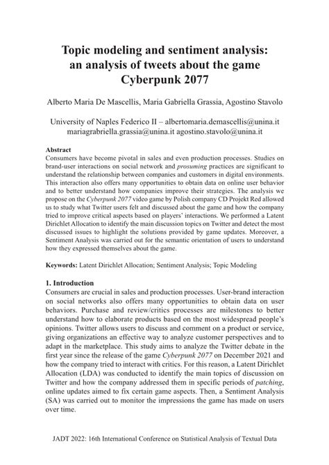 Pdf Topic Modeling And Sentiment Analysis An Analysis Of Tweets