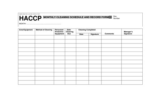 Haccp Chart Template