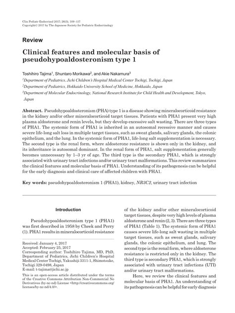 Pdf Clinical Features And Molecular Basis Of Pseudohypoaldosteronism Type 1