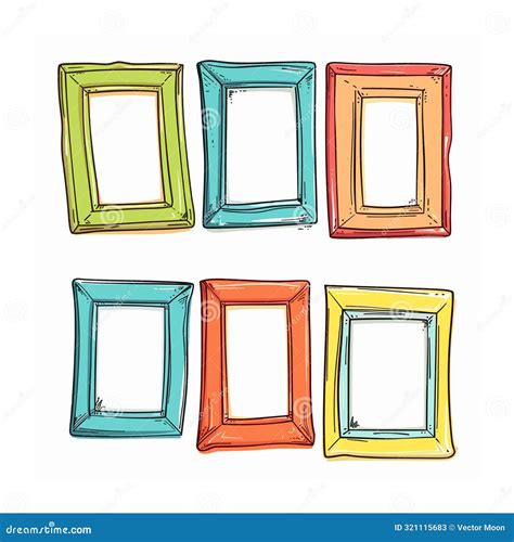 Handdrawn Picture Frames Colorful Sketch Gallery Wall Multiple Frames