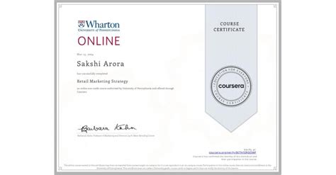 sakshi arora on linkedin completion certificate for retail marketing