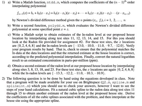 Solved 1 A Write A Matlab Function Ntddm Which Computes