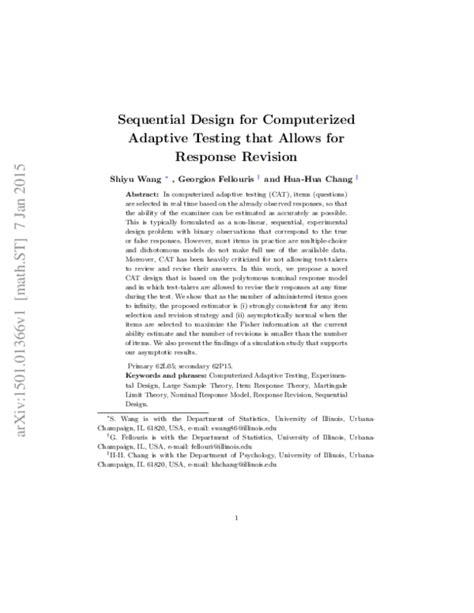 Pdf Sequential Design For Computerized Adaptive Testing That Allows