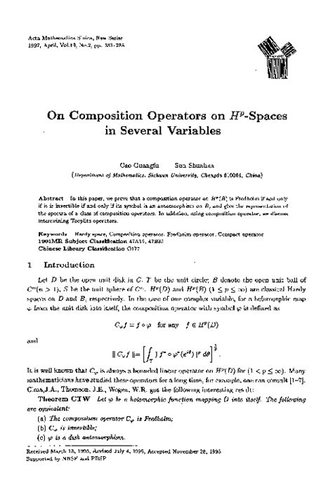 pdf on composition operators onh p spaces in several variables