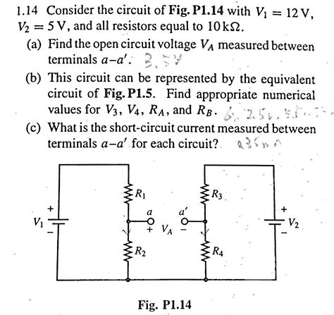 Solved Fig P1 5 Consider The Circuit Of Fig Pl 14 With V1