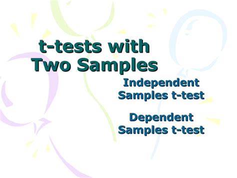 T Test Statistics PPT