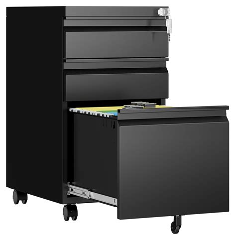 3 Drawer Rolling File Cabinet Secure Lock Compact Office Storage