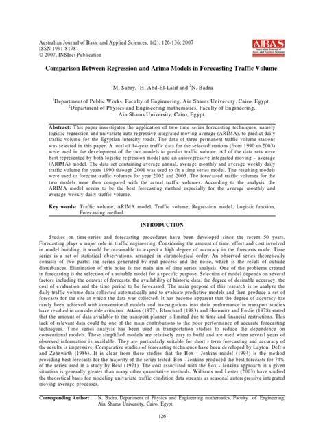 Pdf Arima Model For Traffic In Egypt Dokumentips