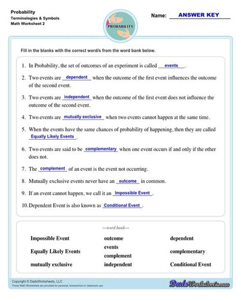 Listing Outcomes Worksheets With Solutions Teaching Resources