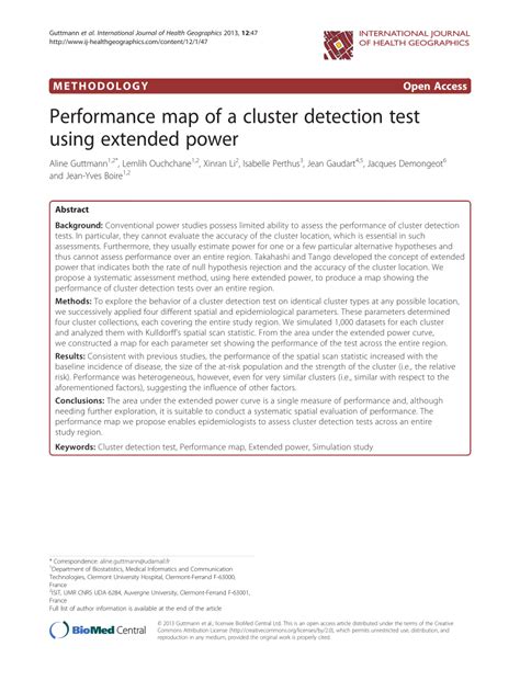 Pdf Performance Map Of A Cluster Detection Test Using Extended Power