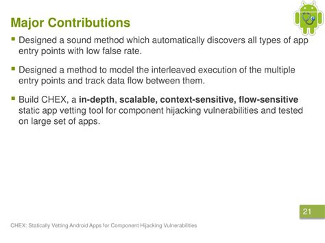 Ppt Chex Statically Vetting Android Apps For Component Hijacking Vulnerability Powerpoint