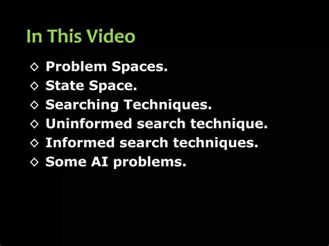 State Space Search And Problem Solving Techniques Pptx