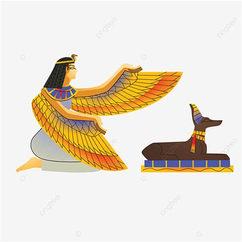 고대 이집트 벽화 벽화 아누비스 이시스 만화 이집트 이집트 사람 기념비 Png 일러스트 및 벡터 에 대한 무료 다운로드