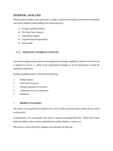 Internal Analysis Lesson 4 Pdf Logistics Corporate Social Responsibility
