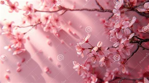 Spring Cherry Blossom Flat Lay Design Showcasing Sakura Branches With