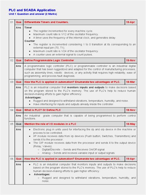 unit 1 2 mark qanda plc and scada pdf programmable logic