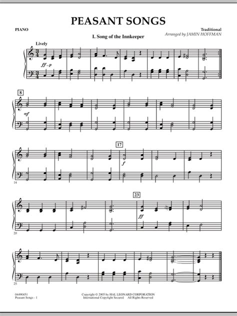 Peasant Songs Piano By Jamin Hoffman Sheet Music For Orchestra At