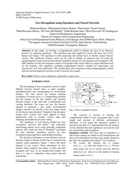 Pdf Face Recognition Using Eigenfaces And Neural Networks