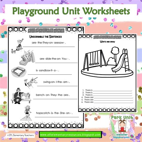 Efl Elementary Teachers Playground Worksheets For Elementary Esl