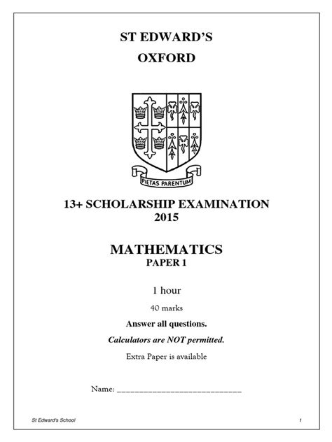 Microsoft Word Maths 13 Scholarship 2015 Paper 1 Pdf Elementary