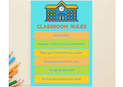 Classroom Rules Printable Classroom Chart Classroom P