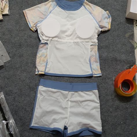 Sẵn Bikini Bộ Đồ bơi nữ xanh áo tắm hai mảnh ngắn tay năng động chất thun lạnh hàn quốc quần