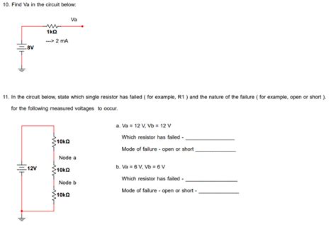 Solved 10 Find Va In The Circuit Below Va W 1kΩ 2 Ma