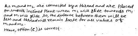 Two Blocks Having Masses M 1 And M 2 Are Connected By A Thread And