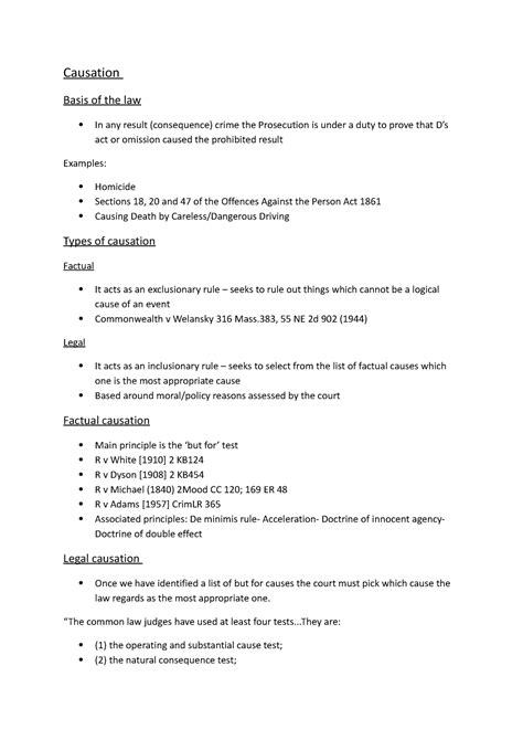 Causation Lecture 3 Causation Basis Of The Law In Any Result Consequence Crime The
