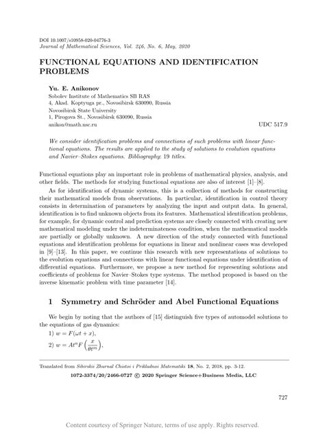 Functional Equations And Identification Problems