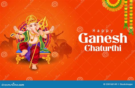 Lord Ganapati For Happy Ganesh Chaturthi Festival Religious Banner