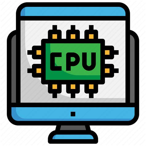 Cpu Tower Chip Silhouette Processing Processor Color Icon