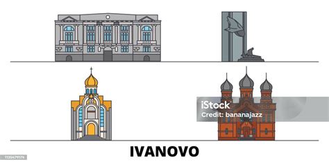 러시아 이바노보 평면 랜드마크 벡터 일러스트입니다 러시아 유명한 여행 명소 스카이라인 디자인이 있는 이바노보 라인 도시 0명에 대한 스톡 벡터 아트 및 기타 이미지 Istock