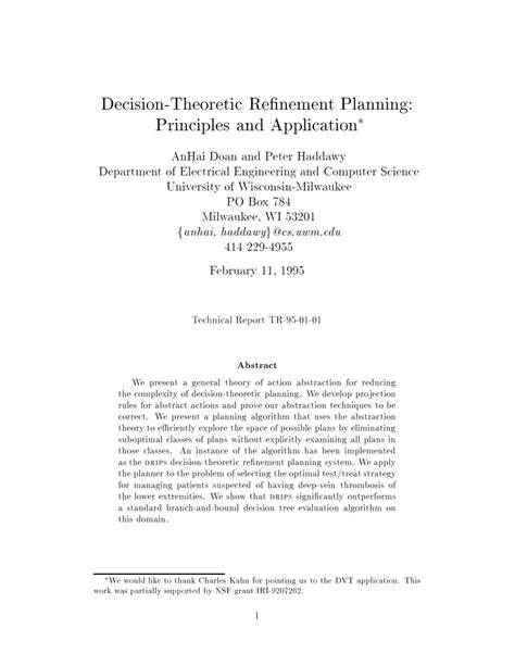 Pdf Decision Theoretic Refinement Planning Principles And Application