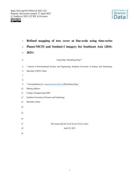 Pdf Refined Mapping Of Tree Cover At Fine Scale Using Time Series