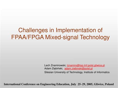 ppt challenges in implementation of fpaa fpga mixed signal technology
