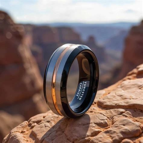 Brushed Silver And Gold Mens Tungsten Ring The Champion