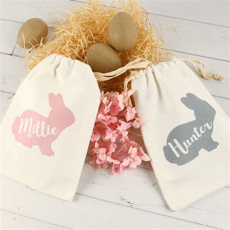 Printed Calico Easter Drawstring Bag Personalised Favours