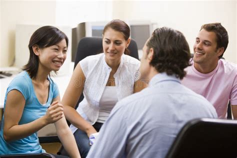 Man Giving Lecture In Computer Class Stock Image Image Of Middle
