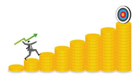 사업가가 동전 막대 그래프에 비즈니스 목표를 향해 창 던지기와 같은 녹색 화살표를 던집니다 재정적 성공 목표에 대한 야망 투자 전략 직장에서의 성과 및 경력 기회 개념에