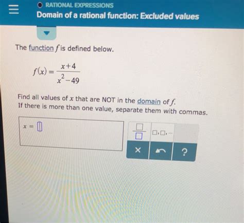 Solved O Rational Expressions Domain Of A Rational Function