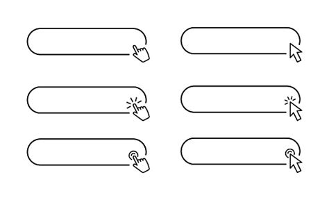 포인터 클릭으로 여기를 클릭하십시오 손 포인터 및 화살표 포인터 클릭 여기를 클릭하십시오 웹 버튼 세트 컴퓨터 마우스 커서 및 손 손가락 커서 벡터 그림입니다 0명에 대한