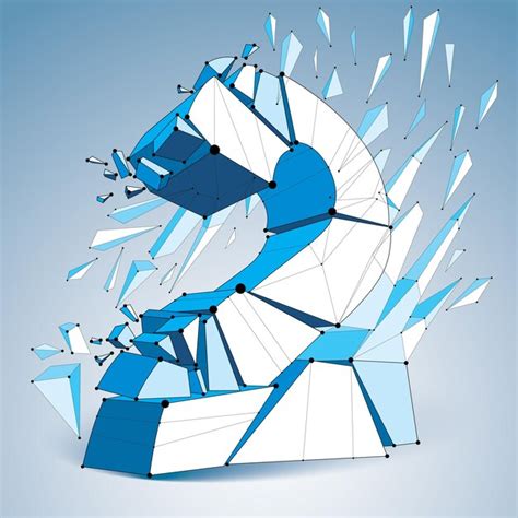 Premium Vector 3d Vector Digital Wireframe Blue Number 2 Broken Into Different Particles