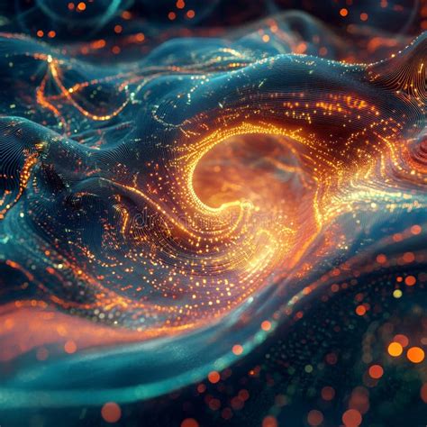 Abstract Swirling Energy Glowing Particles Data Flow Digital Art Tech Background Stock