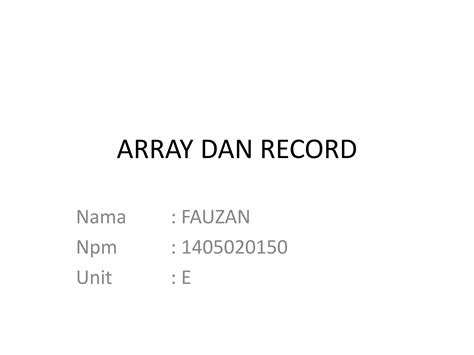 Record Dan Array Pptx