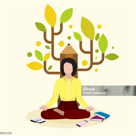 창조적 인 여성 작가 연필 배경과 책 볼륨 평면 벡터 일러스트에 앉아 저자 명상 소설가 여성 캐릭터입니다 시간 낭비에 대한 스톡 벡터 아트 및 기타 이미지 Istock