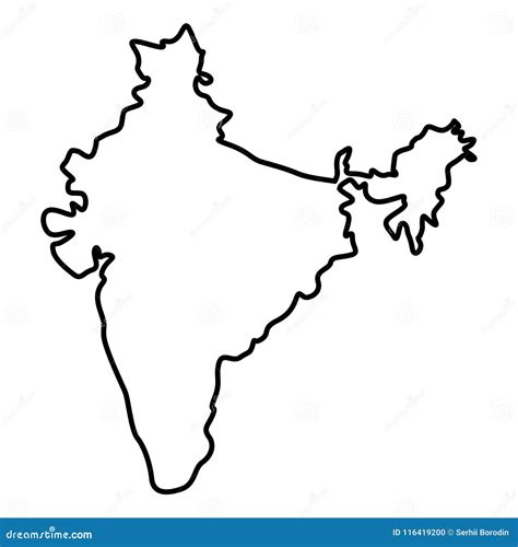 Map Of India Icon Black Color Illustration Flat Style Simple Image