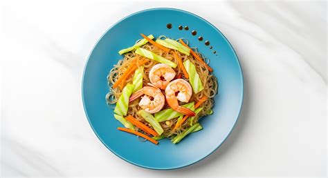 Light Glass Noodle Stir Fry A Fresh Top Down View Of Pad Woon Sen With