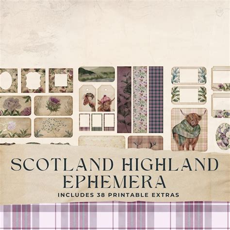 Scotland Junk Journal Kits Vintage Page Insert Scottish Highland