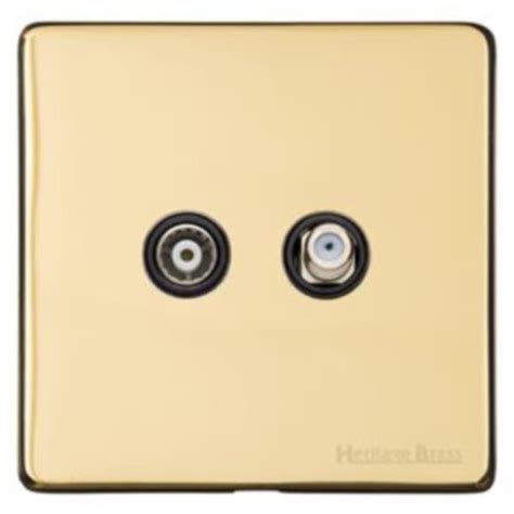 Heritage Brass X01126bk Vintage Polished Brass Tv Satellite Socket